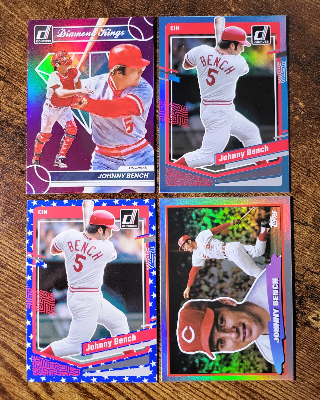 2023 Donruss Johnny Bench Blue Stars, Blue Holo & Pink DK Holo & 2022 ...