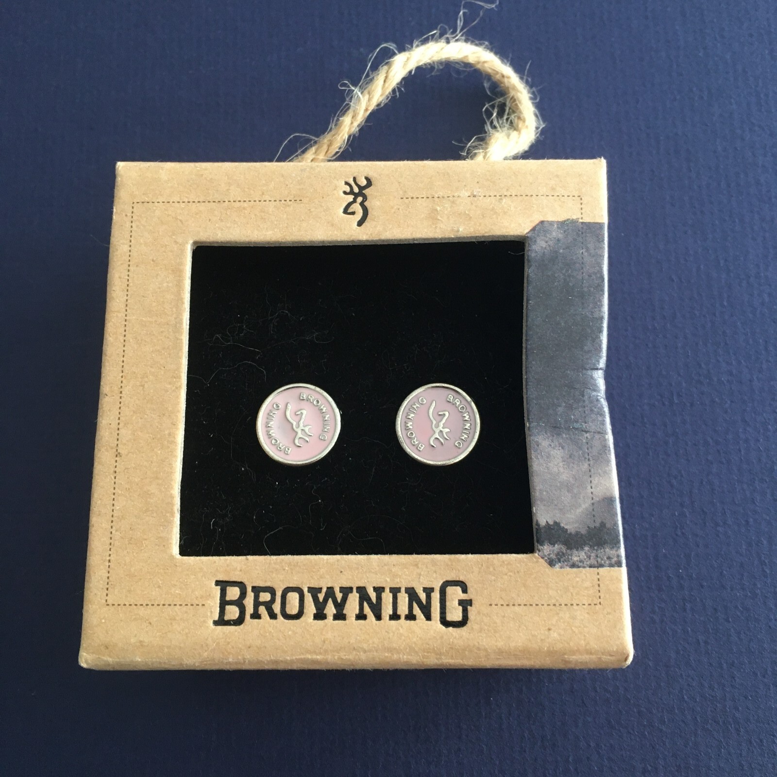 Browning Pink Button Enamel Buckskin Earrings Pierced 2014 Collectible ...