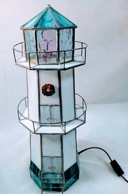Stained Glass Beacon Lighthouse Night Light Stained Glass with Stairs ...