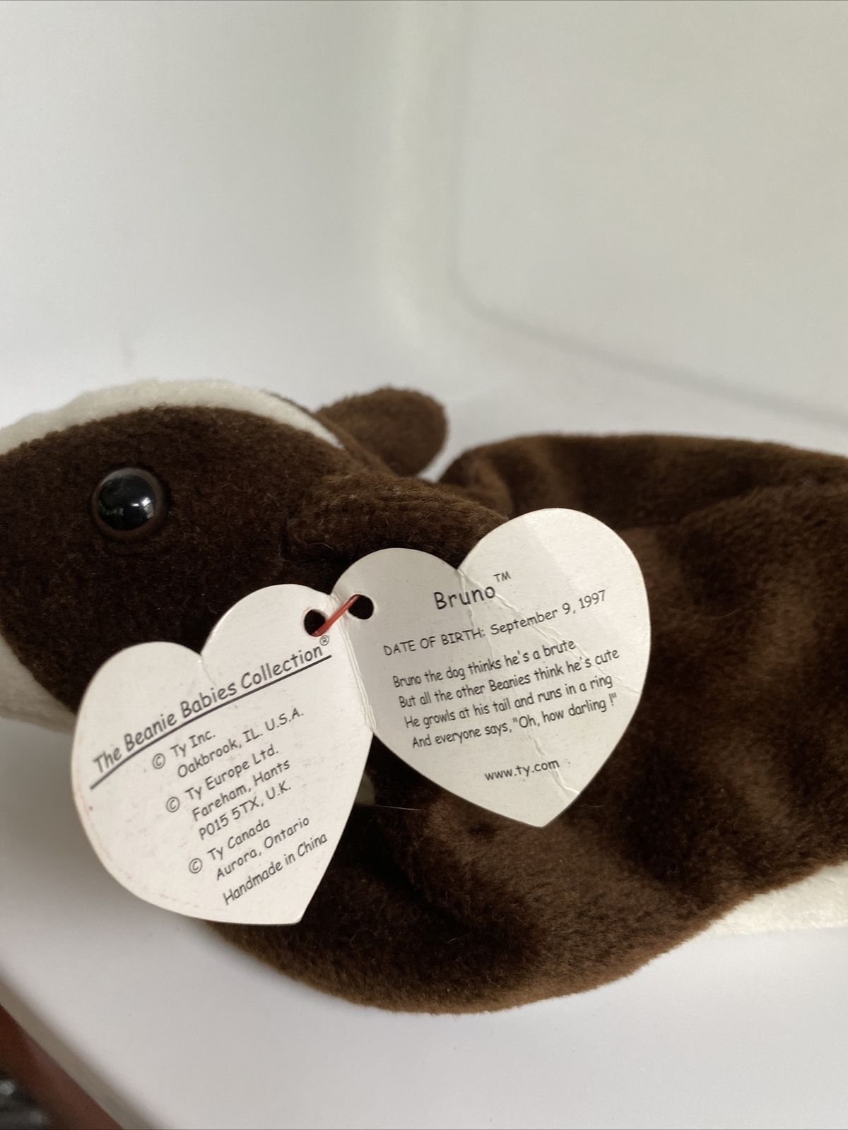 Ty Beanie Baby Bruno Chocolate Brown Bull Terrier Dog 1997 (seller Has ...