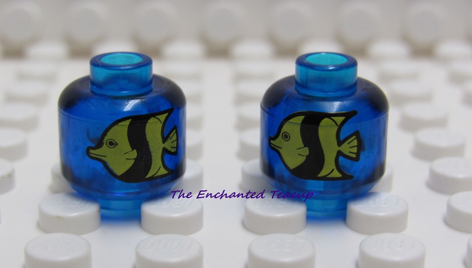 Lego Fish Flounder Head Tran Dark Blue Lot of 2 - Animal Food - New | eBay