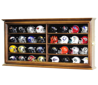 32 Pocket Pro NFL Mini Helmet Helmets Display Case Wall Cabinet 2 SIDES ...