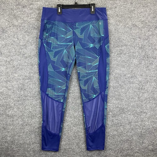 Danskin Now Leggings Womens Large Athletic Mesh Panel Gym Blue/ Green ...