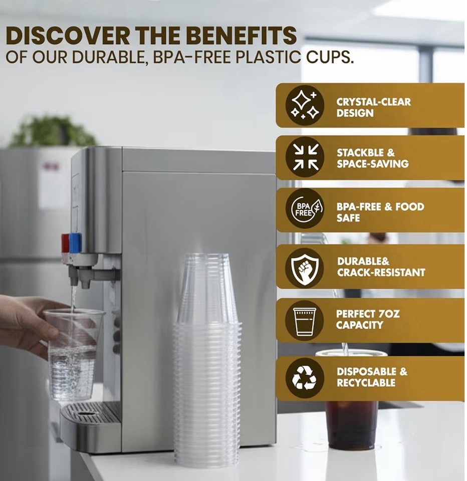 Clear Disposable Plastic Cups Reusable Drinks Party Glass pack of 100 ...