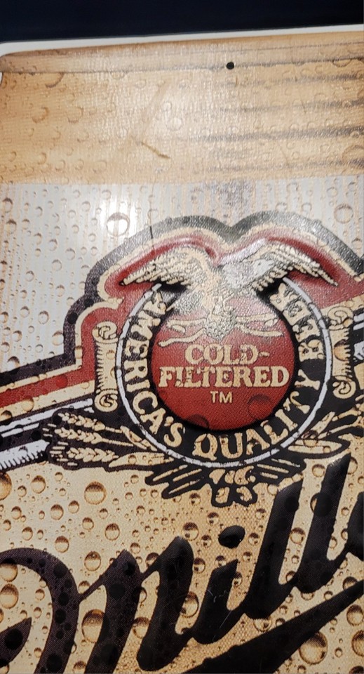 VINTAGE MILLER GENUINE DRAFT LIGHT BEER CAN METAL TIN BAR SIGN MILLER ...