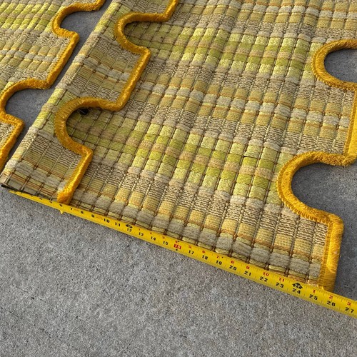 Vintage MCM Retro Pair (2) WESCO Fabrics Woven Loom Crafted Wood Window ...