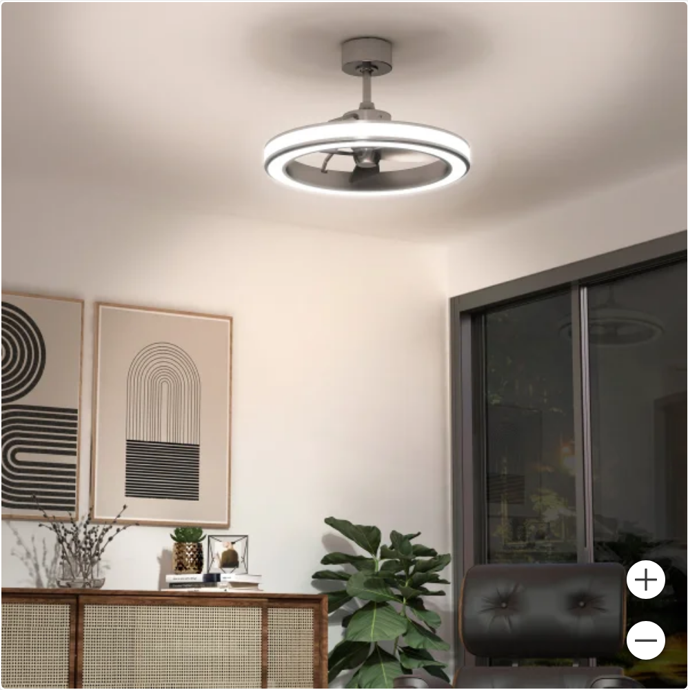23" Chandelier Ceiling Fan with LED Light, Forward/Reverse Mode, Remote ...