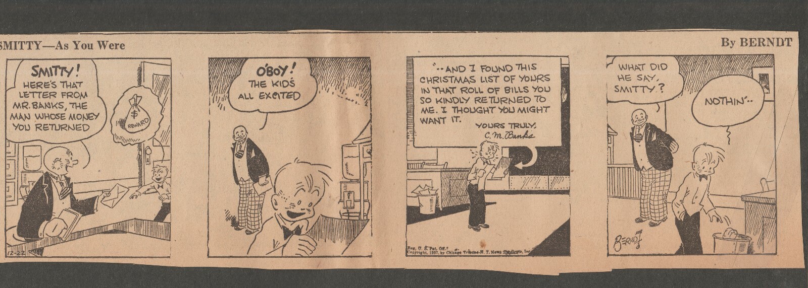 VINTAGE NEWSPAPER COMIC STRIP - SMITTY by Berndt - PROVIDENCE, RI ...