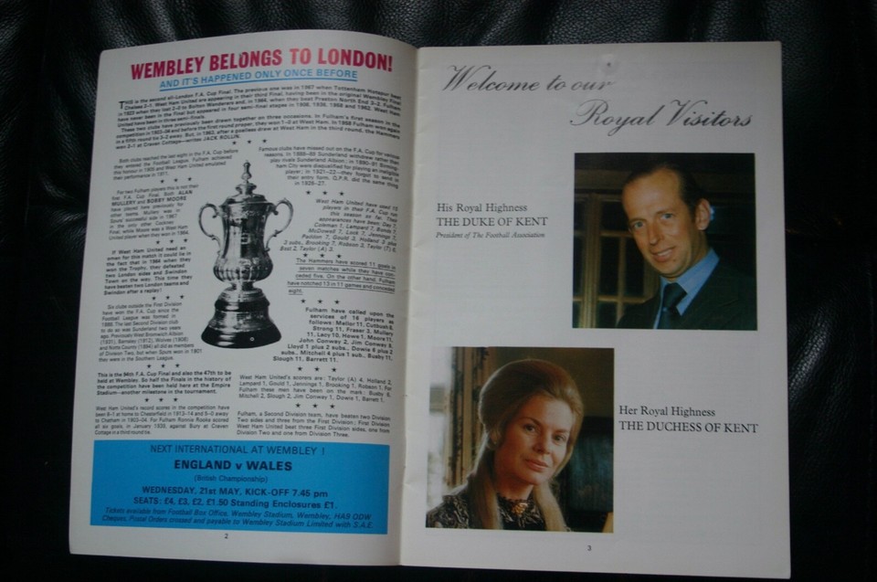 Fulham v West Ham Utd 1975 FA Cup Final Programme and Ticket | eBay