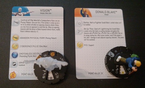 HeroClix Chaos War Figures w/cards CW010 Donald Blake CW100 Vision 1 ...