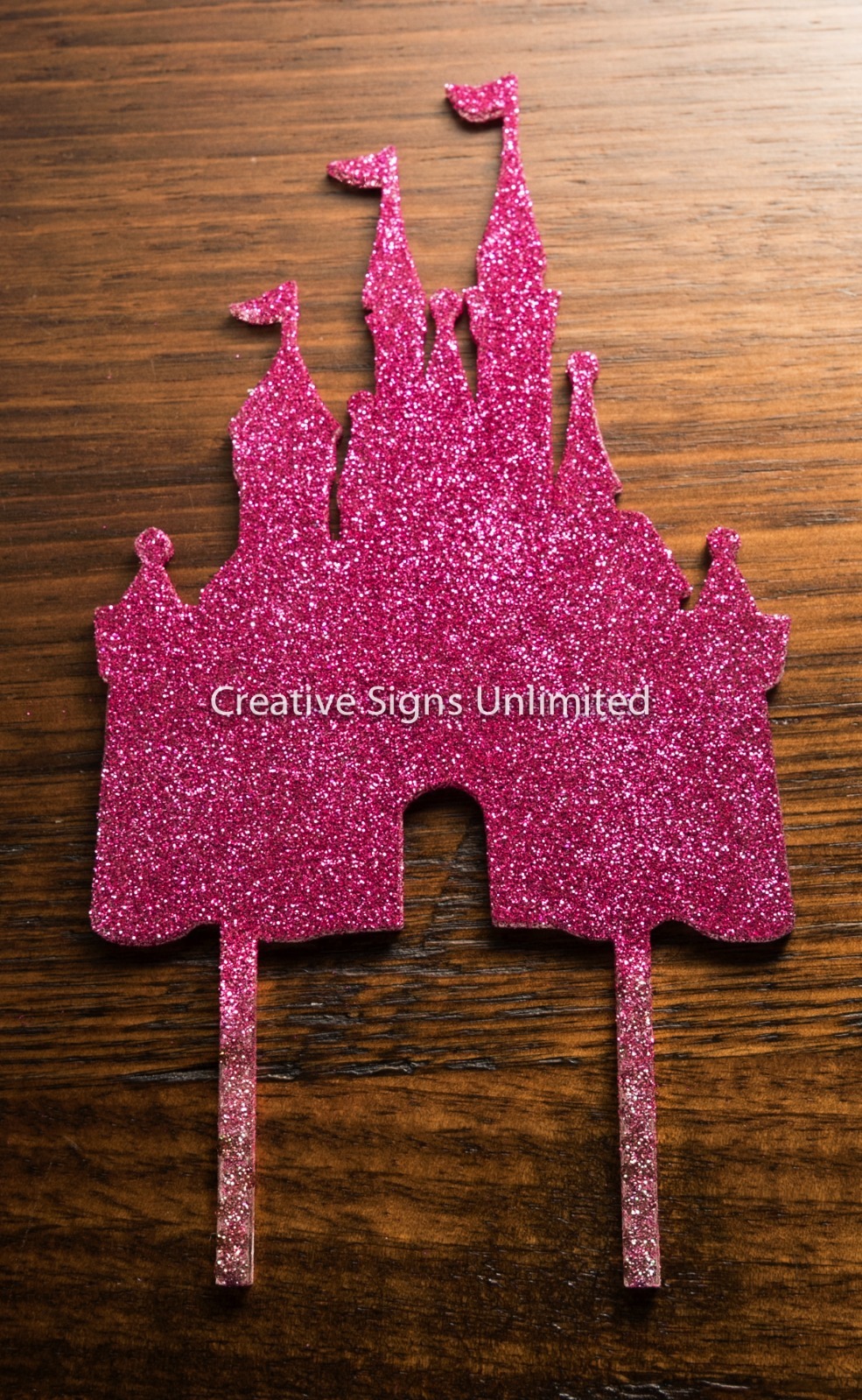 Disney Castle Pink Glitter Cake Topper | eBay