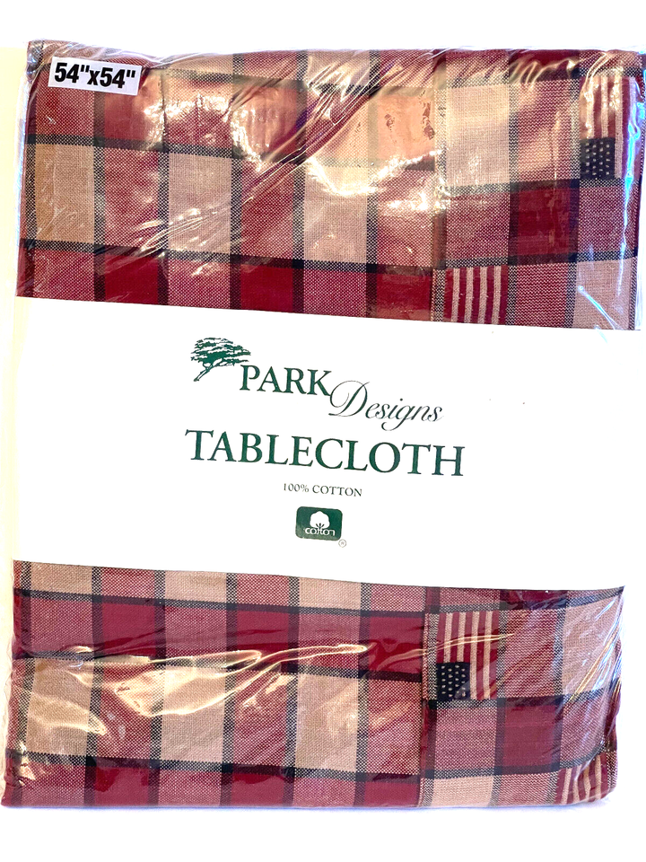 PARK DESIGN "FLAG" TABLECLOTH 54X54. WINE. NEW IN BAG. EXCELLENT ...