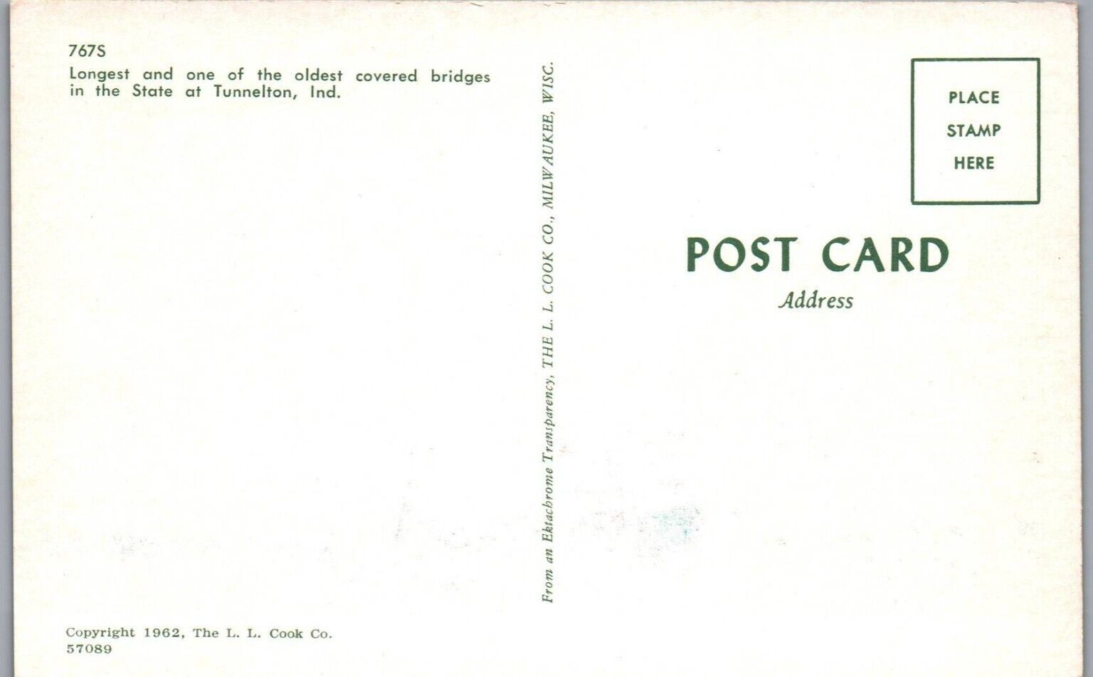 Postcard Tunnelton Indiana Longest And One Of The Oldest Covered Bridge ...