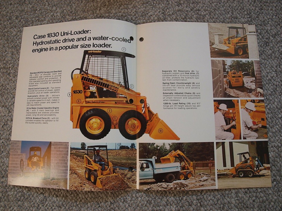 Case 1830 Uni-Loader Skid-Steer "Bobcat" Tractor Color Brochure Orig ...