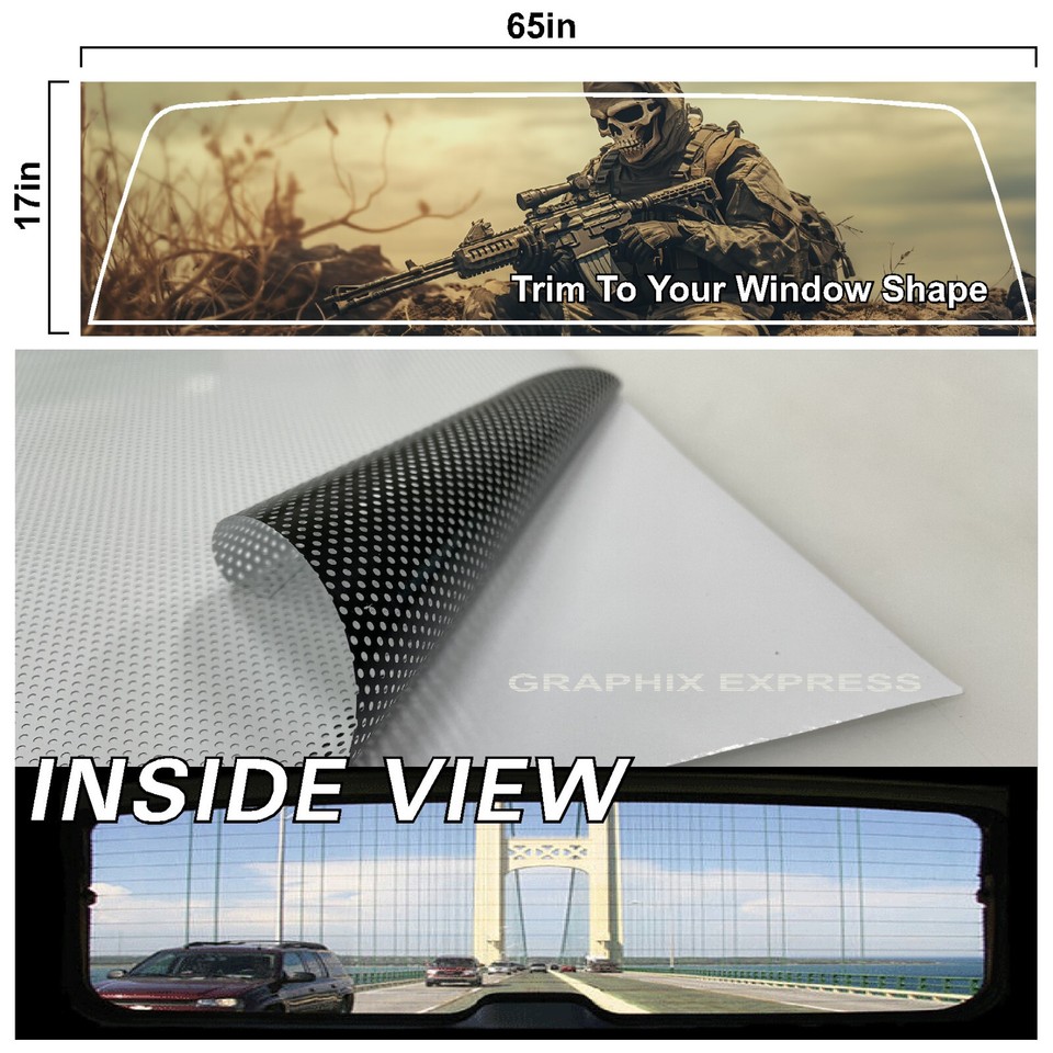 Truck Back Window Graphics Skeleton (P577) See Through Rear Decal Army ...