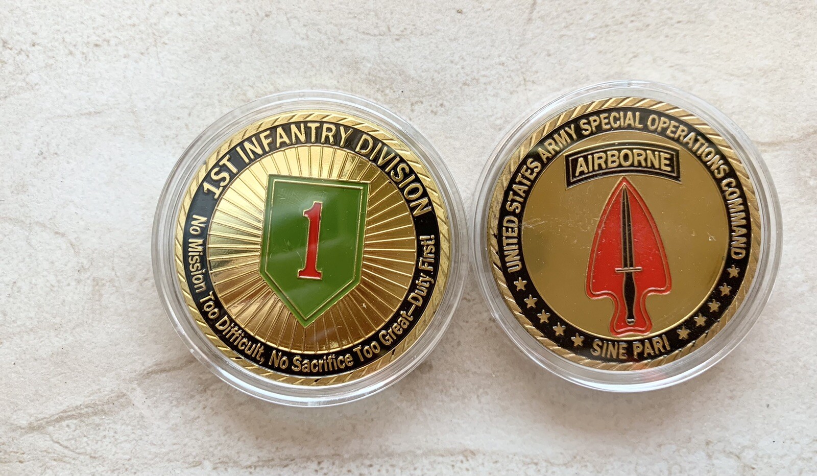 Lot Of 2 1st Infantry Division And Airborne Best Units Challenge Coin ...