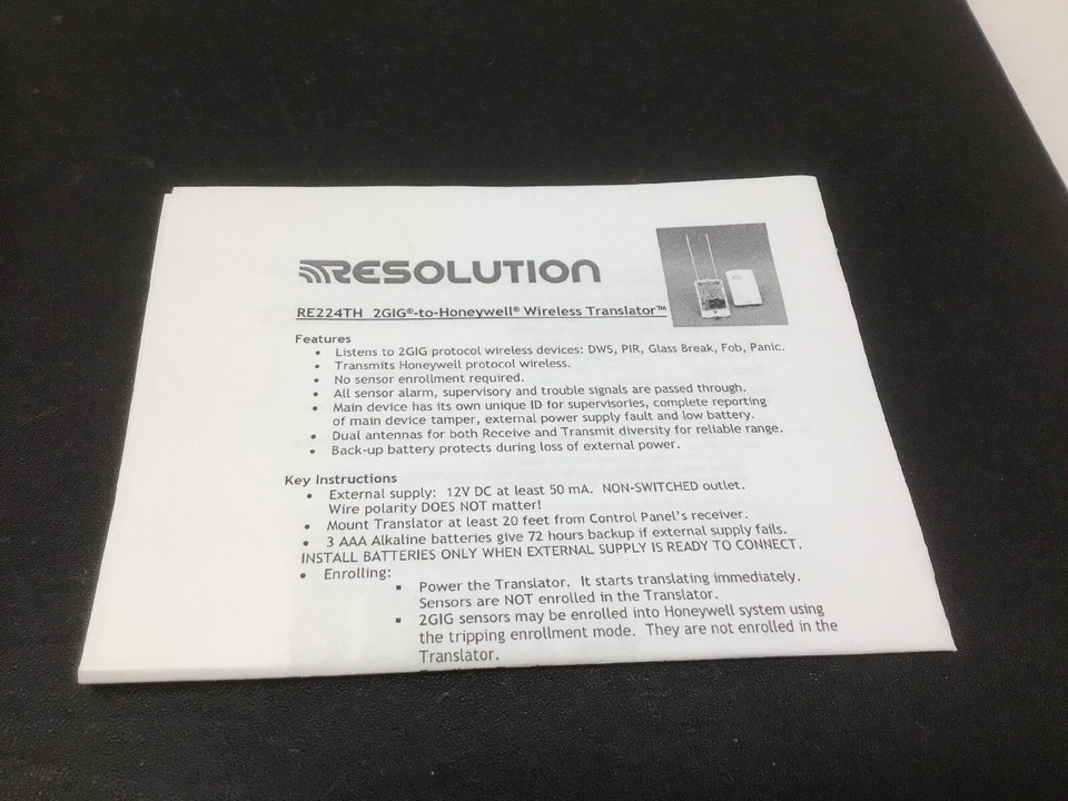 Resolution Products RE224TH Wireless Translator 2GIG To Honeywell | eBay