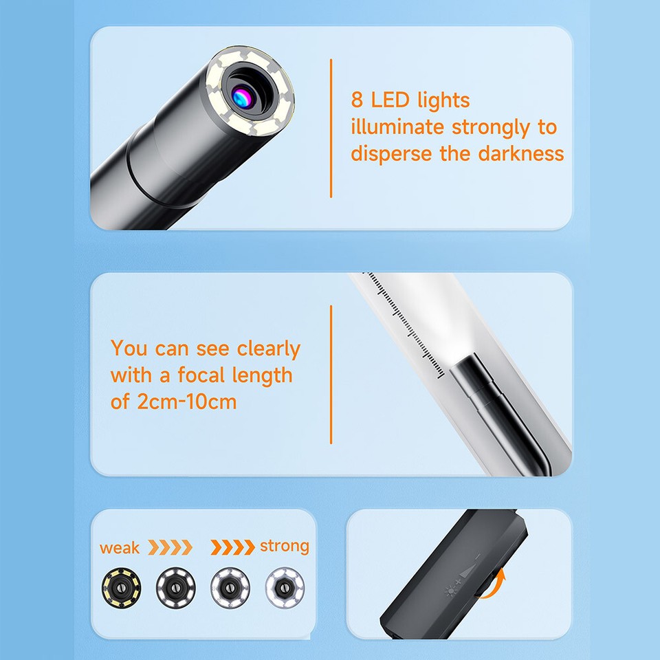 Direct Plug Endoscope iPhone iPad iOS Android phone Waterproof Inspect ...