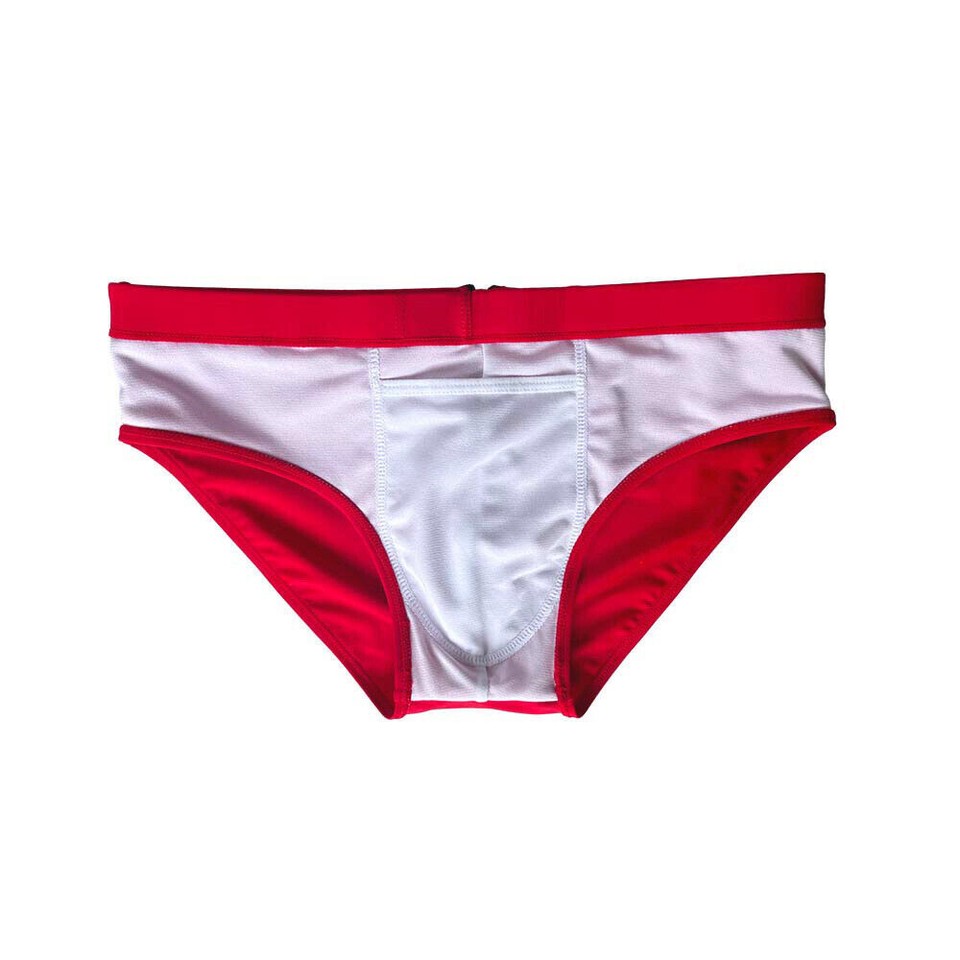 Men Low-rise Back Zipper Swim Briefs Swimwear Solid Swimming Suits ...