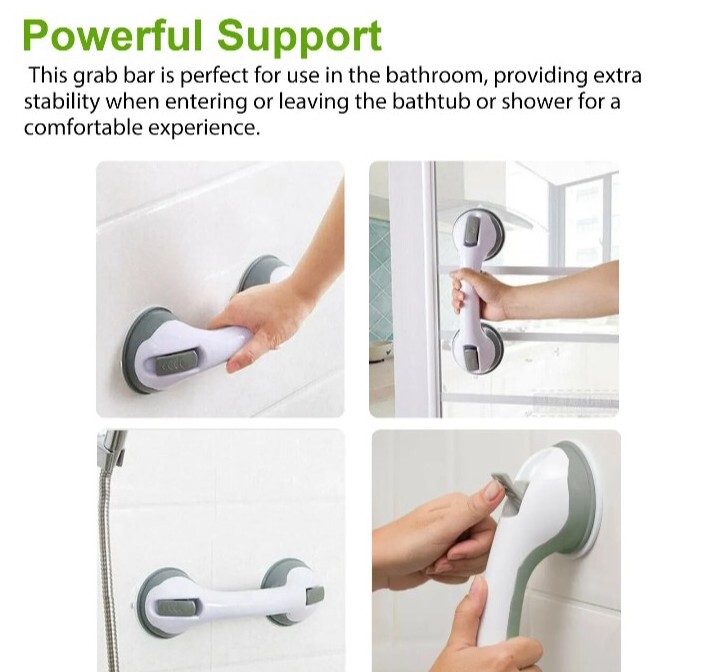 📫2 (Two) Grip Tub Shower Bar Bath Safety Handle Suction Cup Hand Grab ...