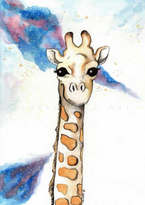 Original Galaxy Giraffe Painting in Watercolours | eBay