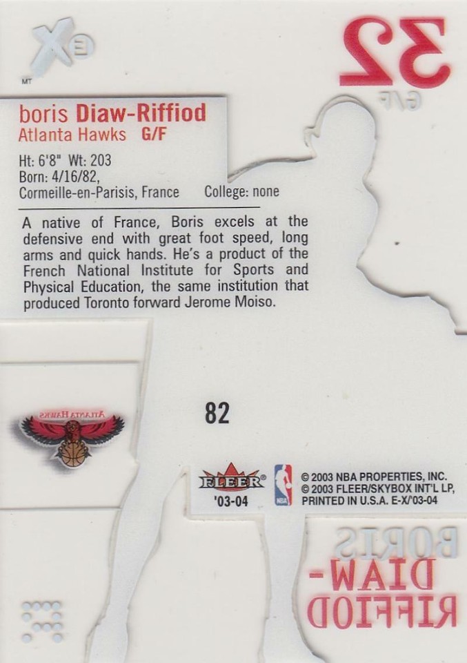 2003-04 Fleer E-X #82 Boris Diaw Hawks NM-MT+ RC Rookie | eBay