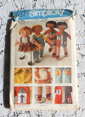 Simplicity Vintage 1970 Sewing Pattern 9137 Rag Doll Learning Aids | eBay