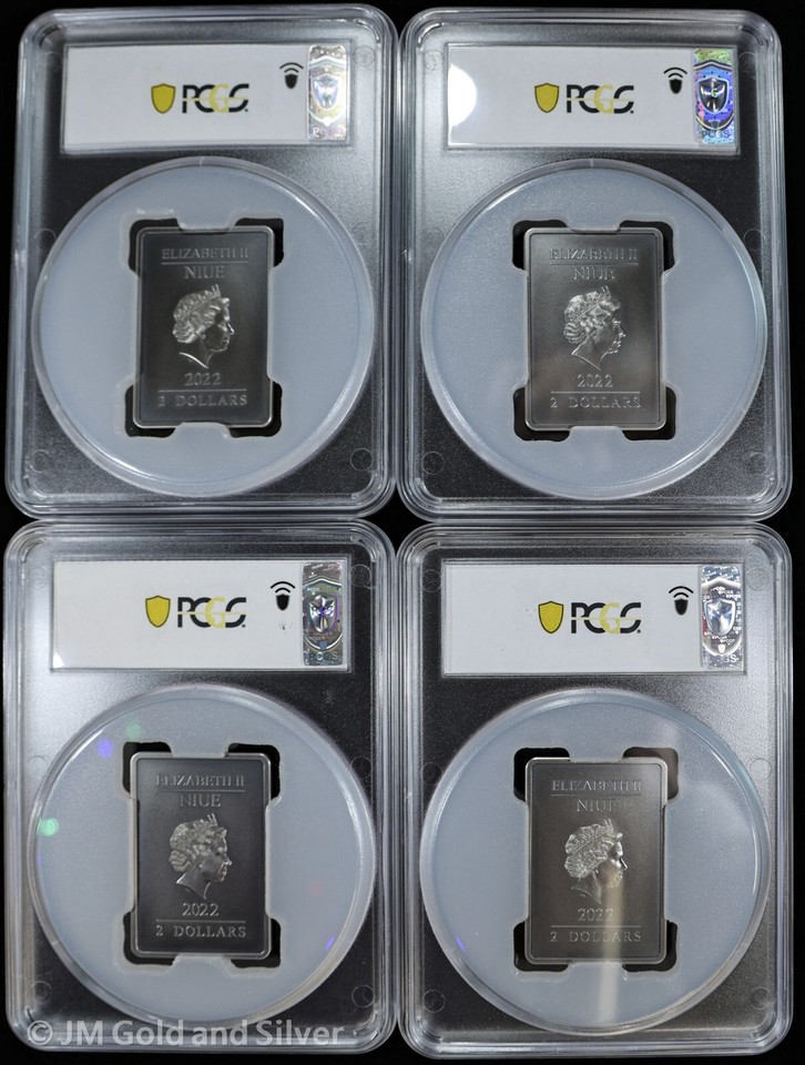 2022 Set of 4 Mandalorian Colorized Antique Finish 1 oz Silver Bars ...