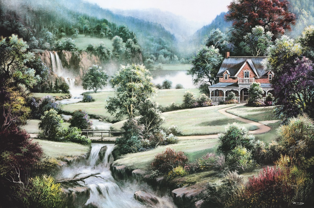 Dubravko Raos Paradise House Waterfall and Botanical Garen 38x27 in | eBay