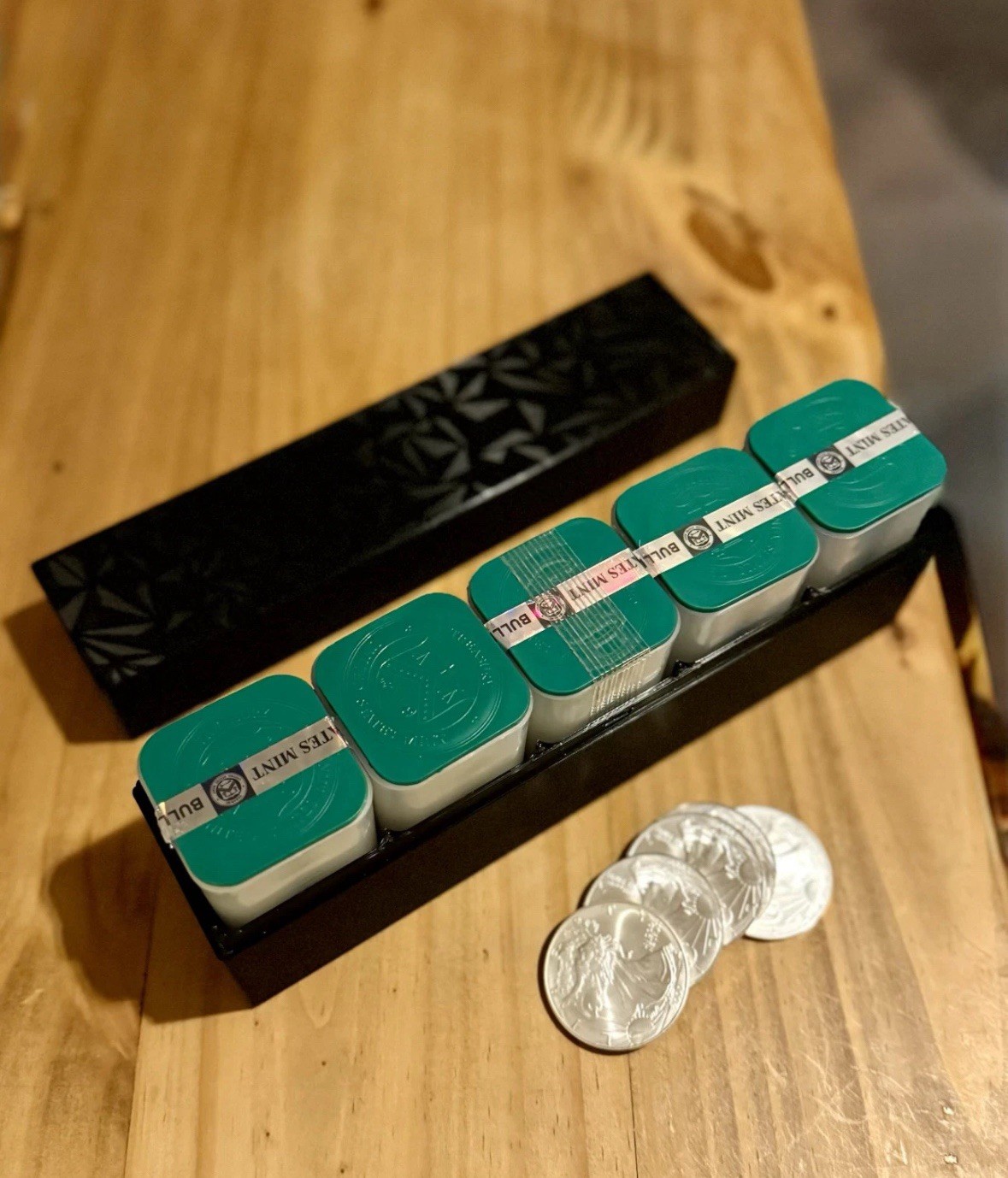 BLACK 3DP Silver Eagle Mini Monster Box Holds 5 US Mint Tubes Coin ...