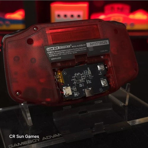 Clear Red Game Boy Advance GBA iPS V5 USB-C 1800 mAh Rechargeable ...