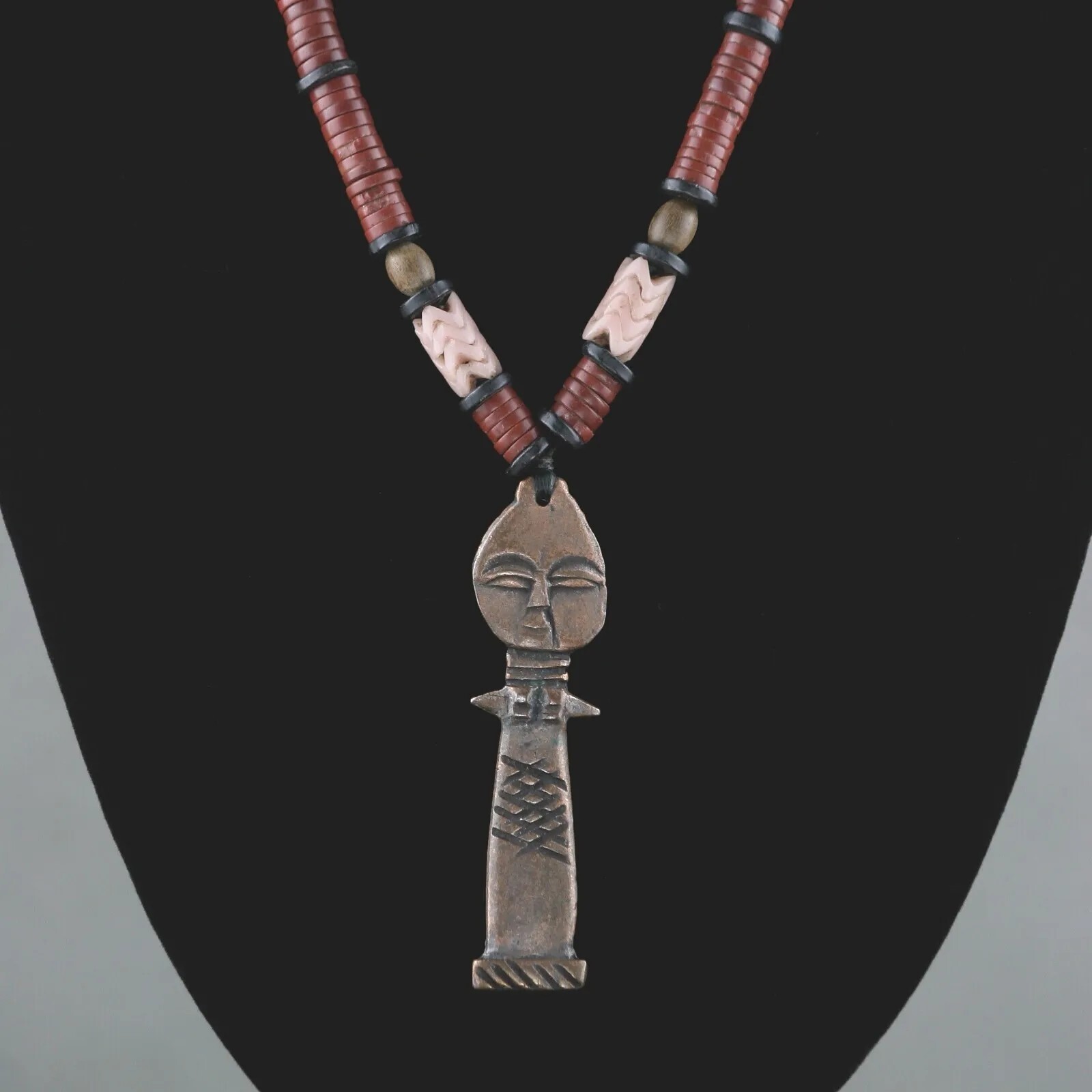 Traditional Nigerian Female Totem and Glass Bead Neck… - Gem