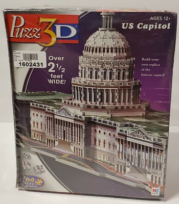 Puzz 3D US Capitol Puzzle 764 Pieces Advanced Hasbro NEW Sealed Wrebbit ...