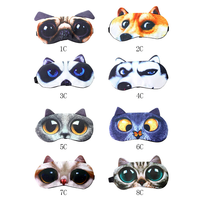 3D Dog Cat Eye Mask Travel Sleep Masks Blindfold Sleeping Aid Adult ...