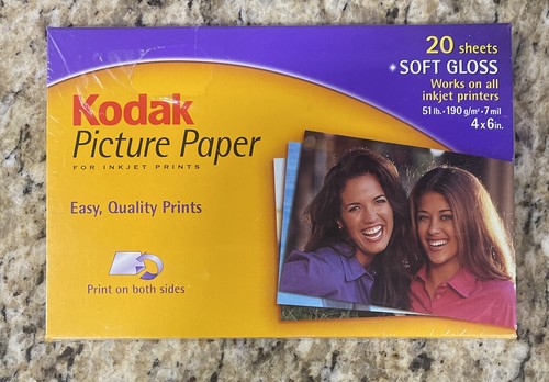 Kodak Picture Paper 20 Sheets Soft Gloss For Inkjet Printers 4x6 Inch ...