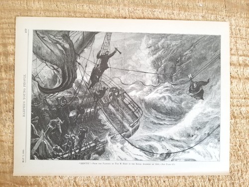 RESCUE BY HEMY.VTG 1889 HARPER'S 11" x 8" ENGRAVING PRINT*89 | eBay