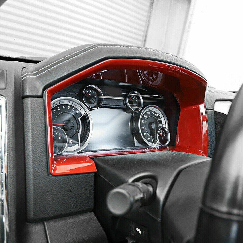 🌟5x Red Steering Wheel Navigation Dashboard Trim Kit For Dodge Ram 1500 ...
