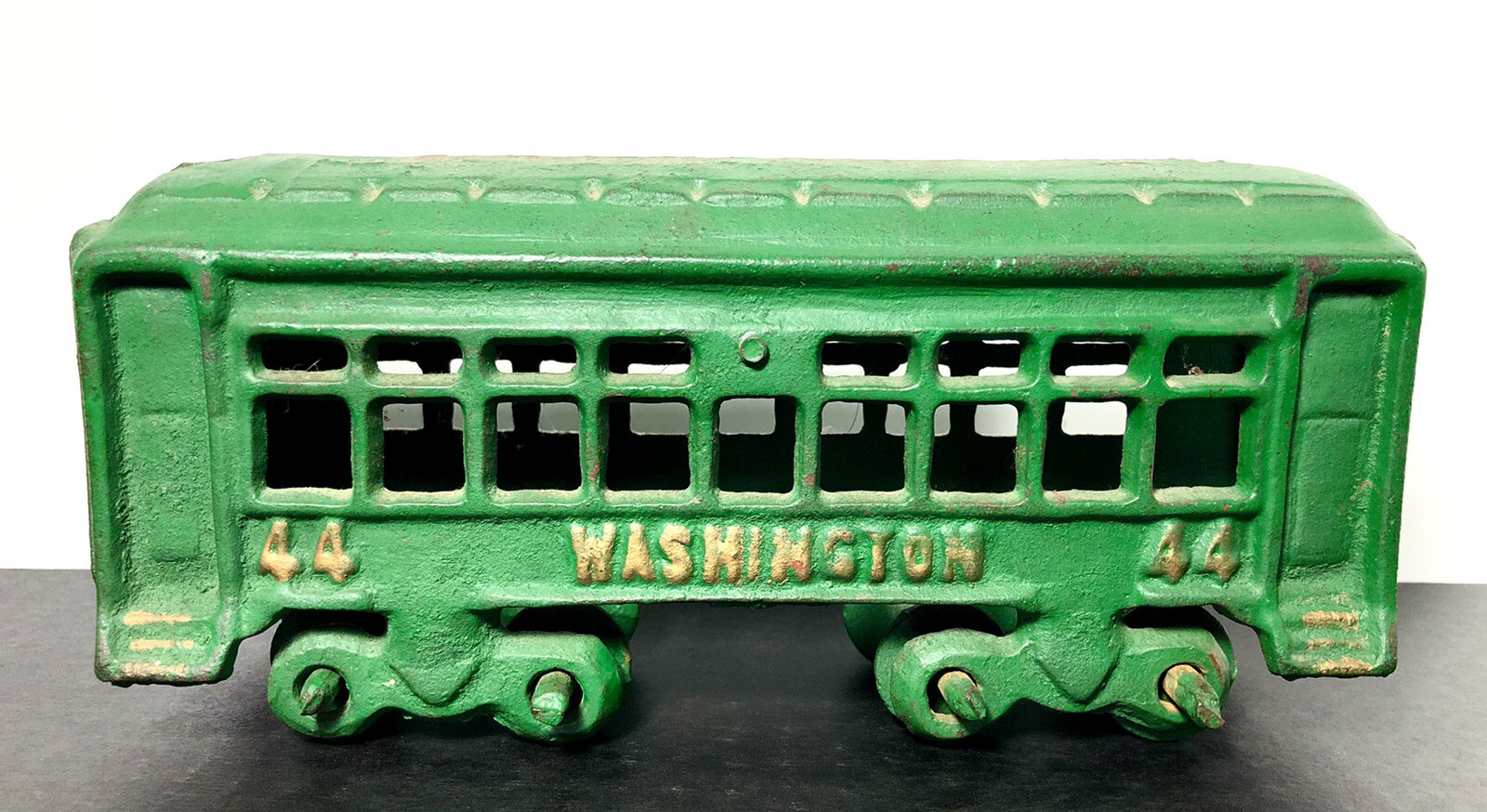 Vintage Washington #44 Cast Iron Passenger Model Train Car Green ...