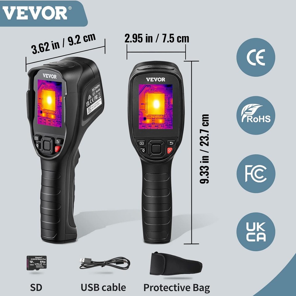 VEVOR Infrared Thermal Imager 2MP Visible Light Imaging Camera IR ...