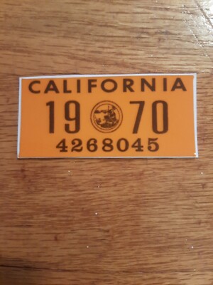 1970 California License Plate Registration Sticker, YOM, CA DMV | eBay