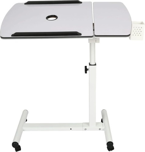 Over Bed Laptop Table Adjustable Tilt Rolling Removable Overbed Desk ...