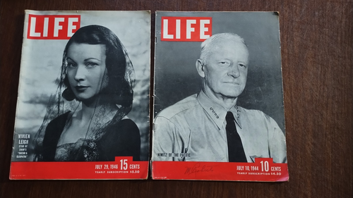 2 DIFFERENT LIFE MAGAZINES WITH Admiral NIMITZ 7/10/44 AND Vivien Leigh ...