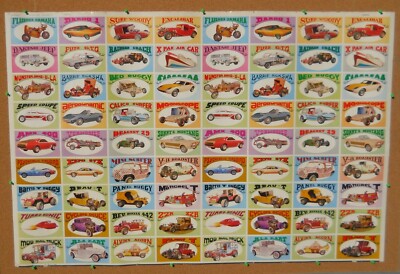 1970 SUPER RARE Way-Out Wheels George Barris Uncut Sheet 72 Cards ...