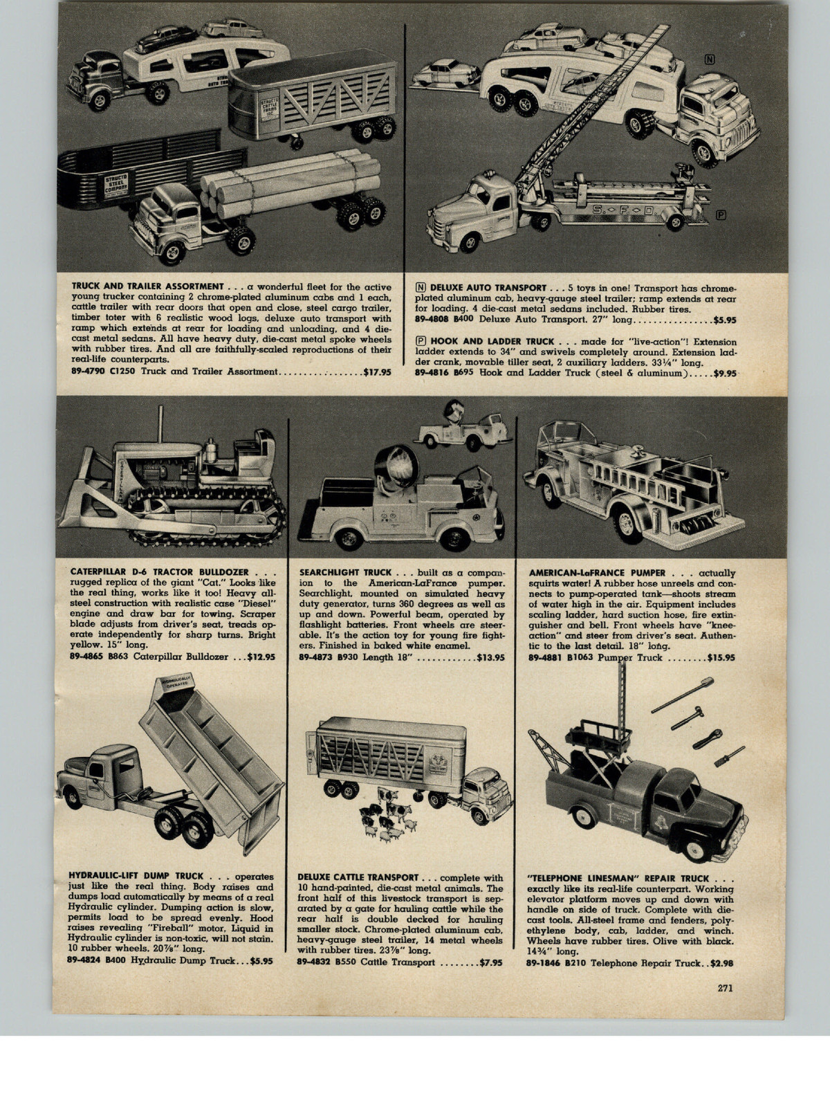 1956 PAPER AD Structo Toy Trucks Trailer Car Auto Carrier Transport ...