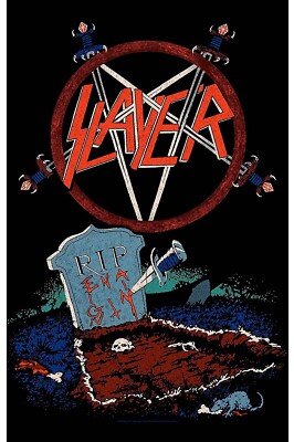 Slayer Reign In Pain RIP large fabric poster / flag 1100mm x 750mm (rz ...