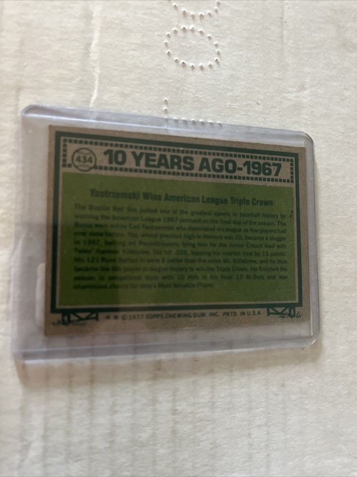 1977 Carl Yastrzemski Boston Red Sox Turn Back The Clock Topps Baseball ...