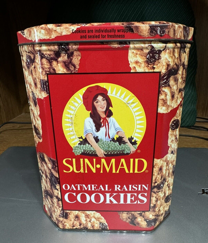Sun-Maid Oatmeal Raisin Cookies Decorative 7” Tin Octagon Canister by ...