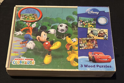 Disney Wooden Puzzle Set Of 3 Mickey Mouse, Cars & Toy Story New Sealed ...