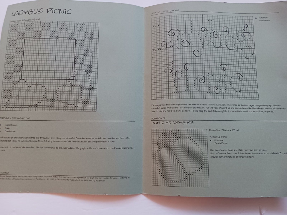 LadyBug Picnic Cross Stitch Patterns + Pretty Buttons Just My ...