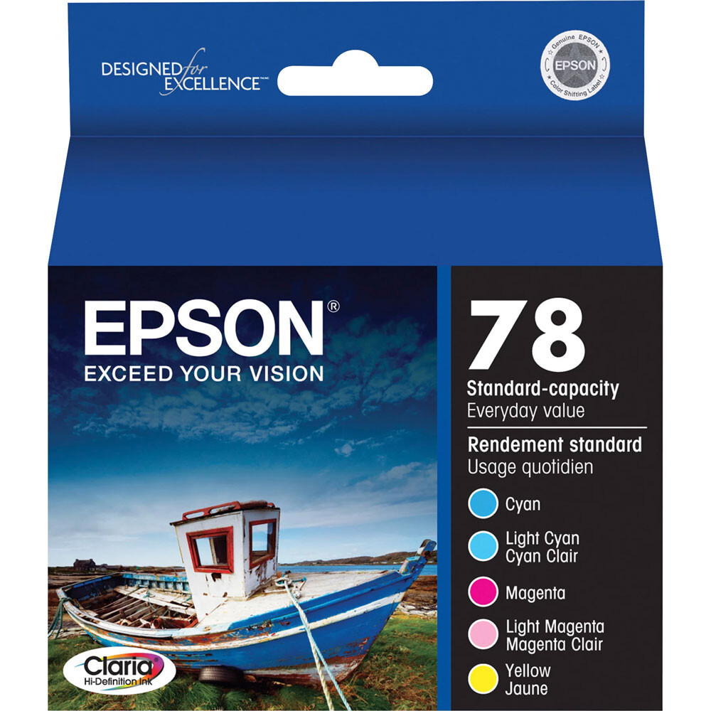 Epson 78 (T078) Ink Cartridge 5-Pack GENUINE for Stylus R260 R380 RX580 ...